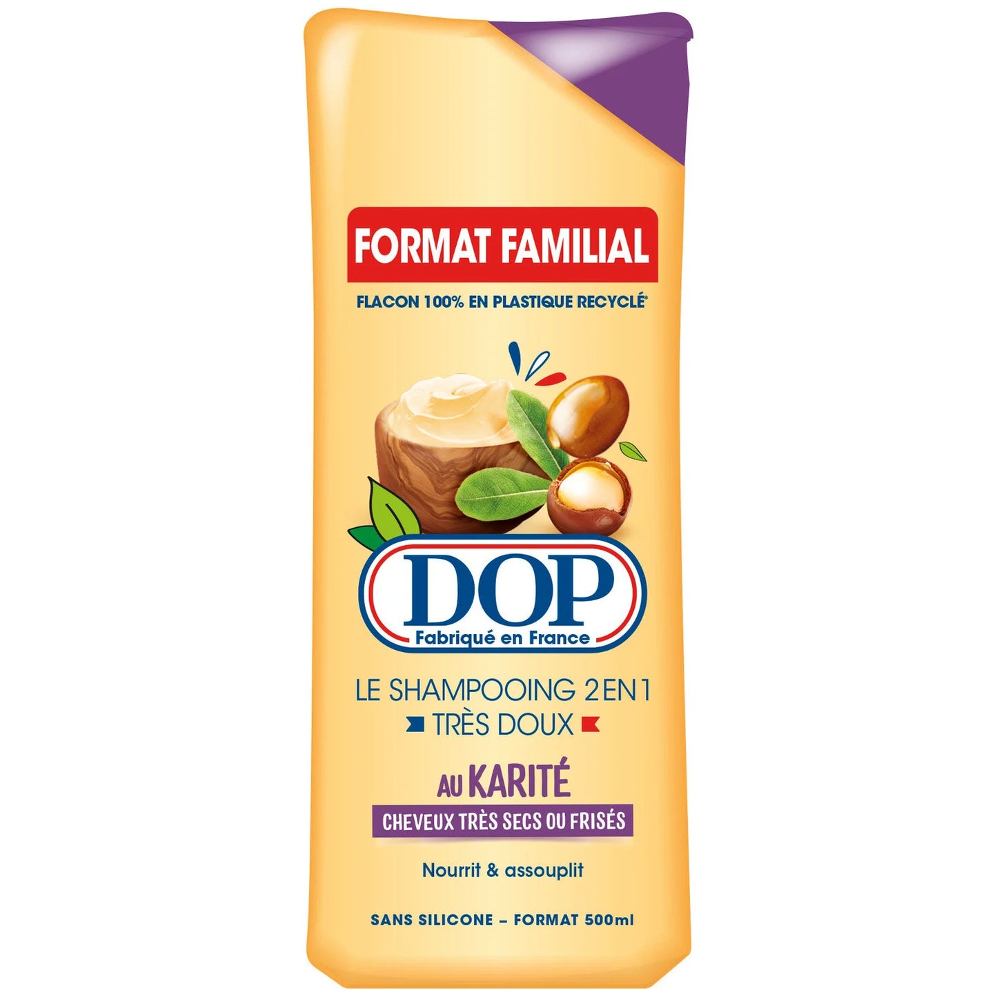 DOP Cheveux très secs Shampooing Très Doux 2-en-1 au Karité Format Fam ...