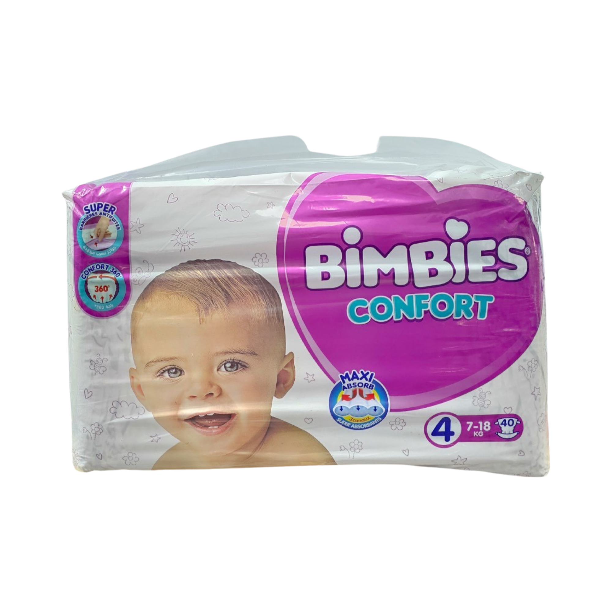 Bimbies Confort Couches Taille 4 (7kg-18kg), 40 couches bébé – ADIBA