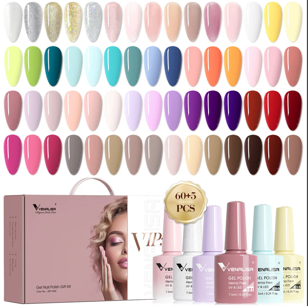 Venalisa Vip5 60 Couleurs Uv Gel Vernis À Ongles Semi-Permanent 1Pc – ADIBA